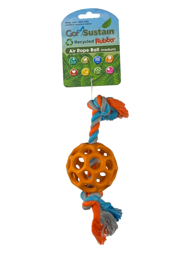 Gor Sustain Rubba Air Rope Ball Medium (6.5cm) Orange - Gor Pets